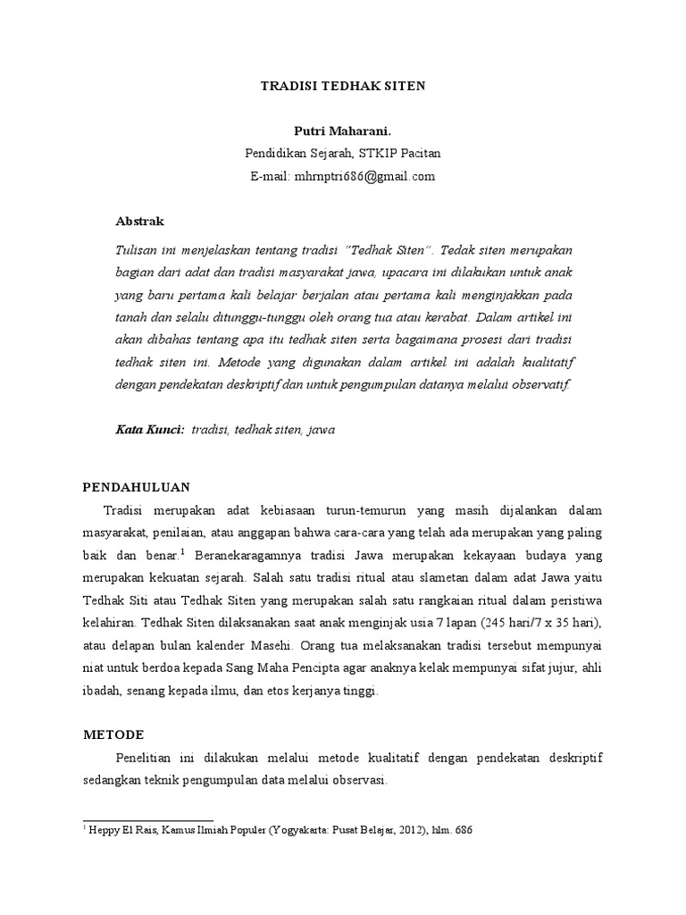 Tradisi Upacara Tedhak Siten Jawa | PDF | Kesehatan Holistik | Agama ...