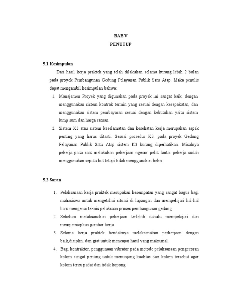 BAB V Penutup Laporan KP | PDF