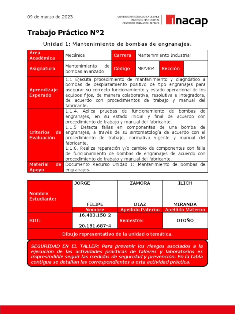 MAN-bombas Avanzado - U1 - TP2 | PDF | Engranaje | Ingeniería mecánica