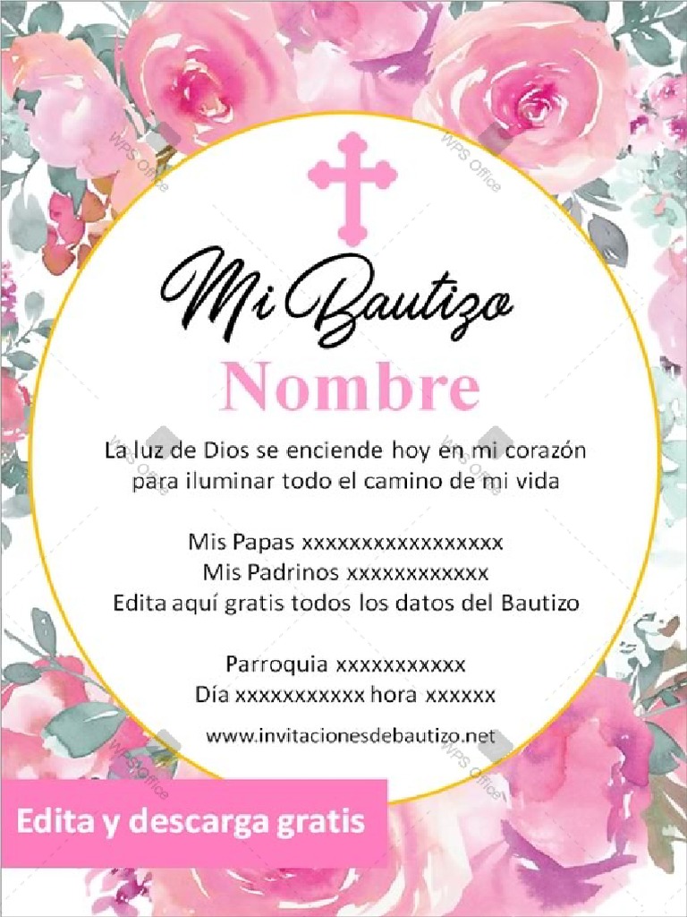 Invitacion para Bautizo Niña 2 | PDF