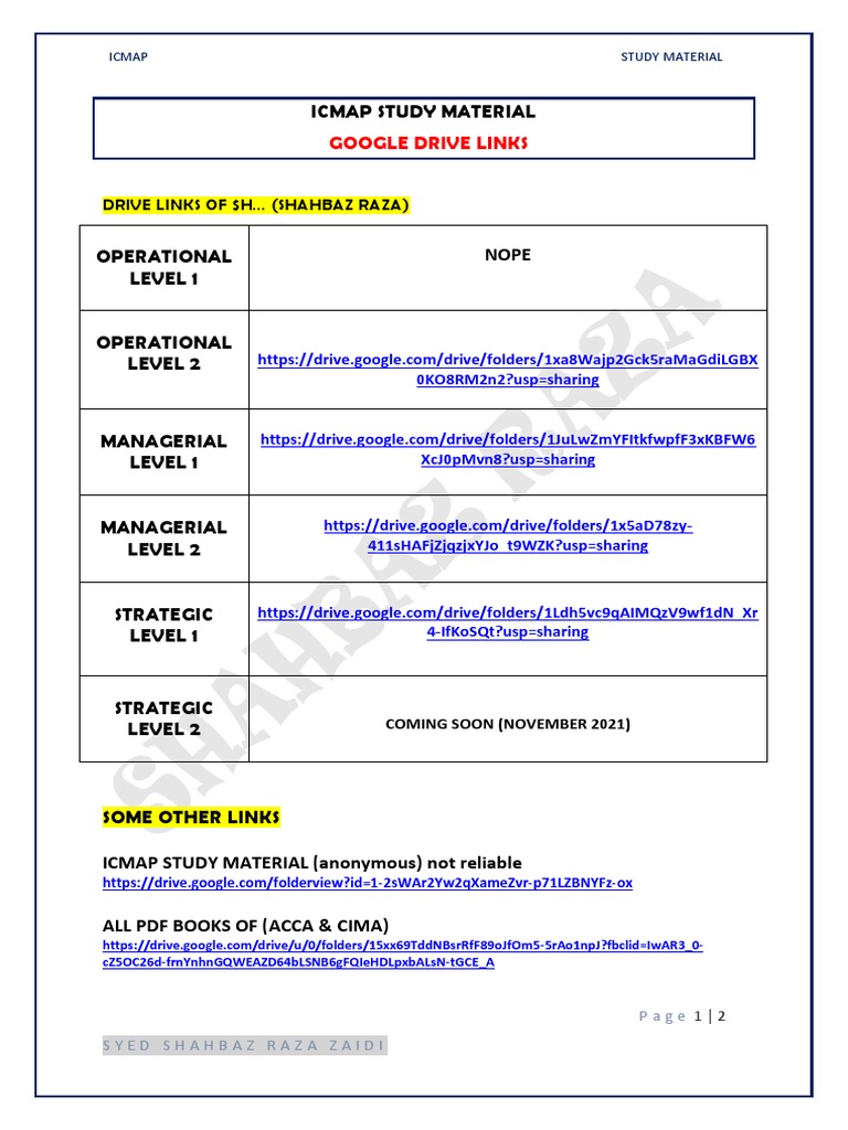 ICMAP Study Material Google Drive Links | PDF