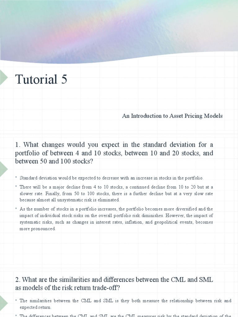 Tutorial 5: An Introduction To Asset Pricing Models | PDF | Capital ...
