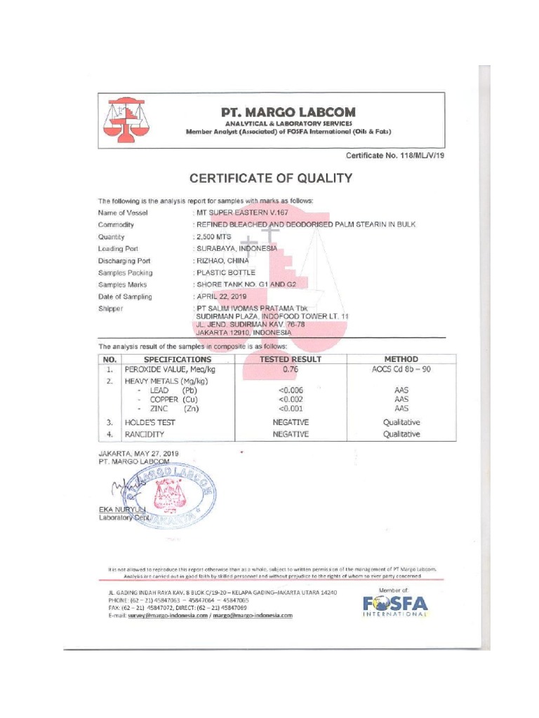Certificate of Quality | PDF