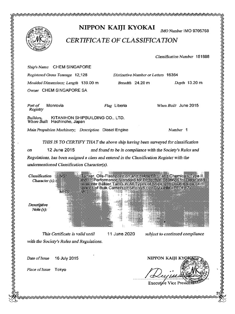 Certificate Of Classification Pdf
