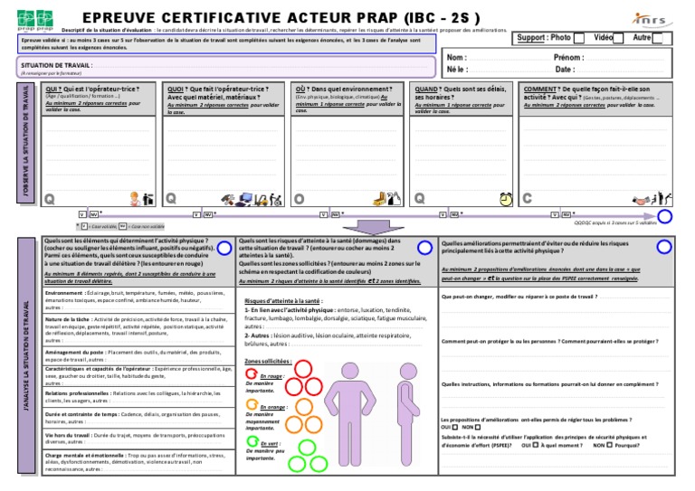 Épreuve Certificative Acteur PRAP 2S | PDF