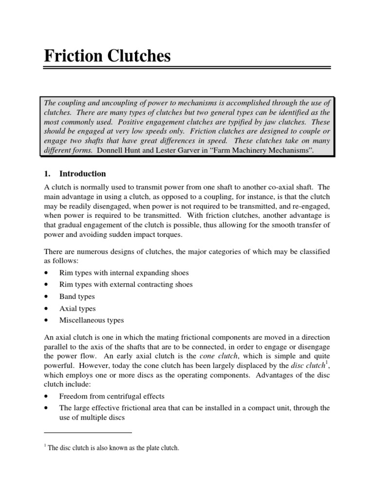 Mechanics of Friction Clutches | PDF | Clutch | Friction