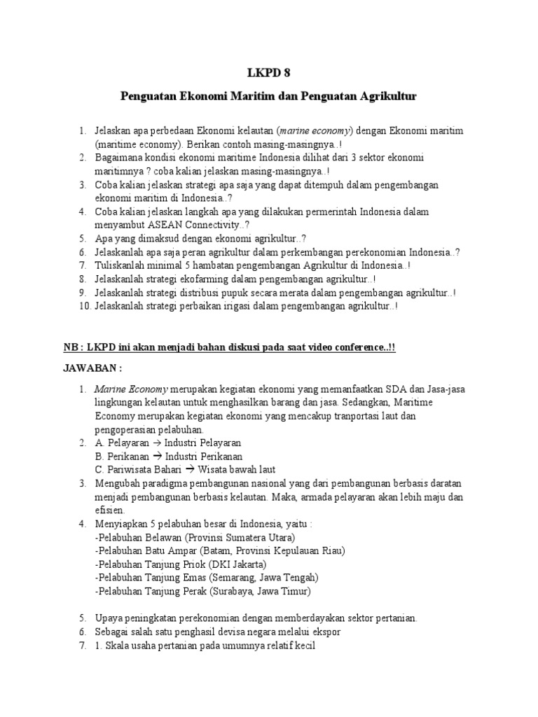 Ekonomi Maritim dan Agrikultur Indonesia | PDF