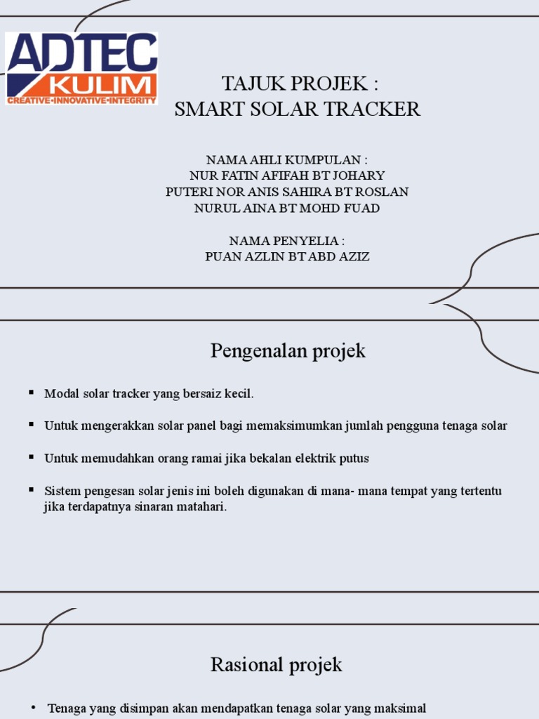 Tajuk Projek: Smart Solar Tracker | PDF