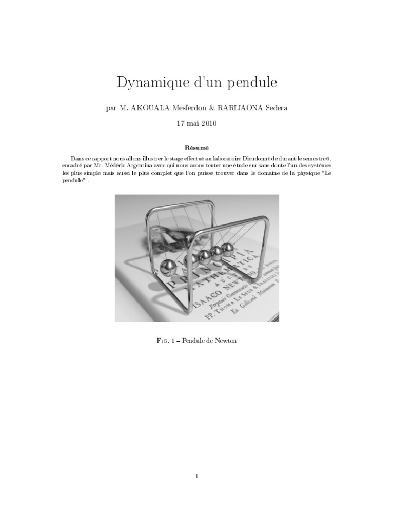 Dynamique du Pendule Simple et Tournant | PDF | Pendule (physique ...