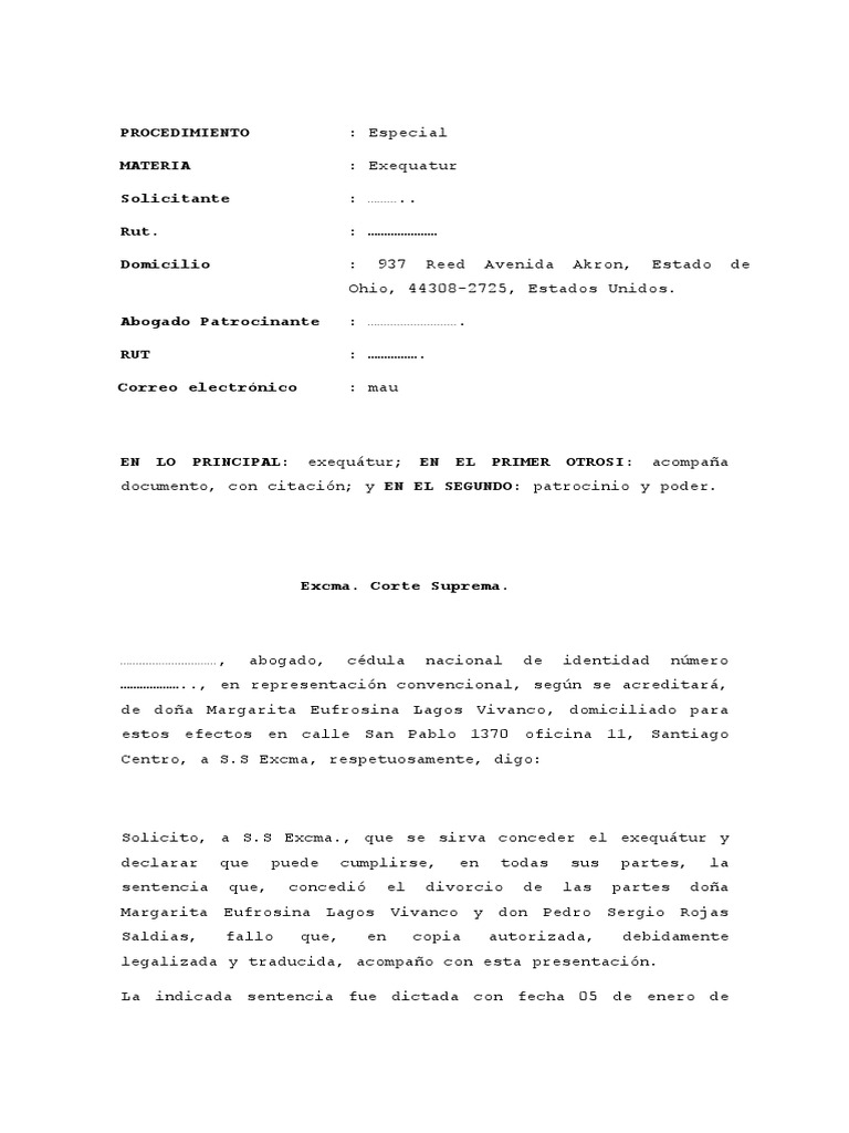 Solicitud Exequatur | PDF | Justicia | Crimen y violencia