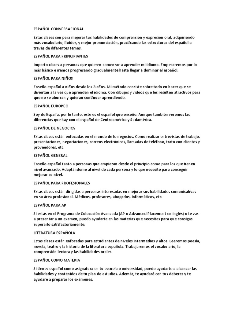 Asignaturas Preply | PDF