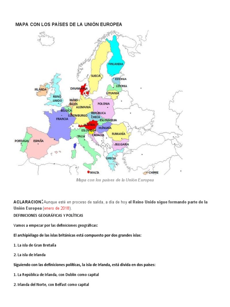 Mapa Con Los Países de La Unión Europea | PDF | Reino Unido | Irlanda ...