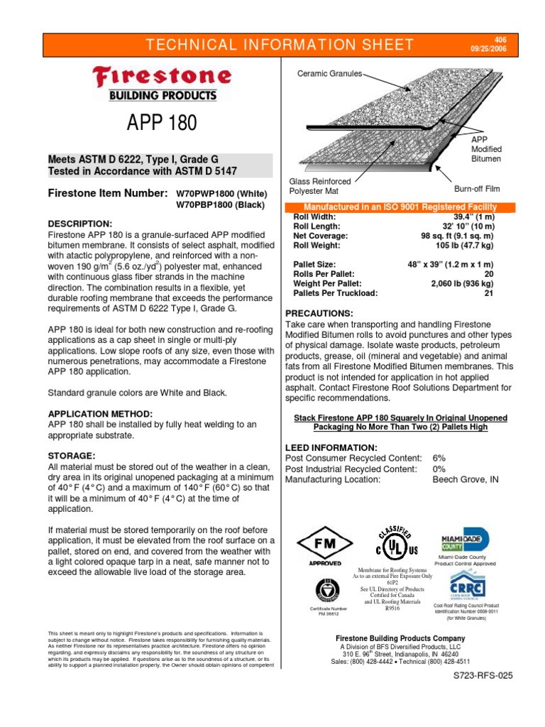 Firestone APP 180 Technical Sheet | PDF | Secondary Sector Of The ...