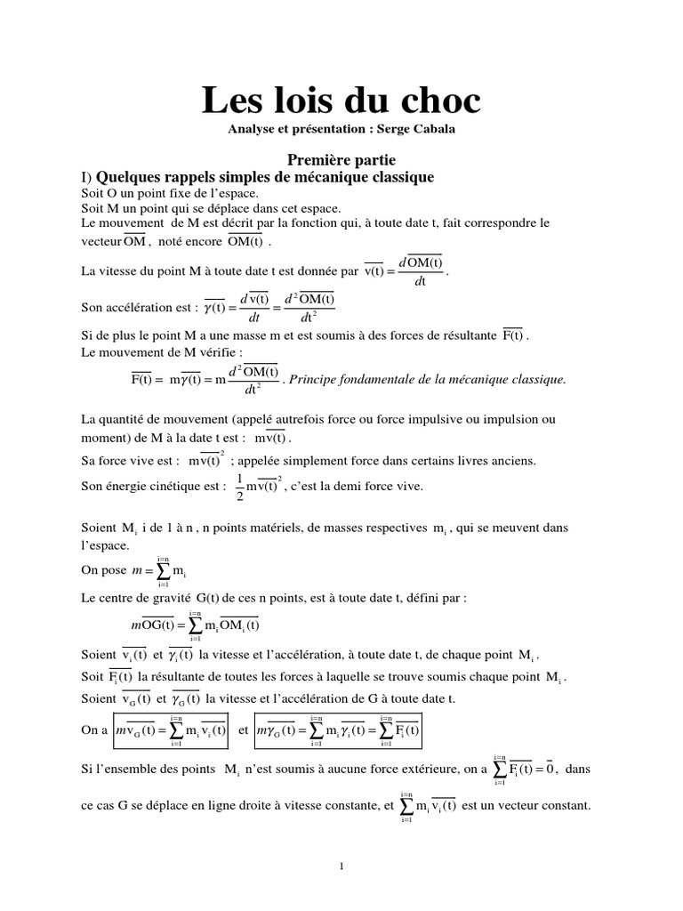 Les Lois Du Choc | PDF | Accélération | Élan