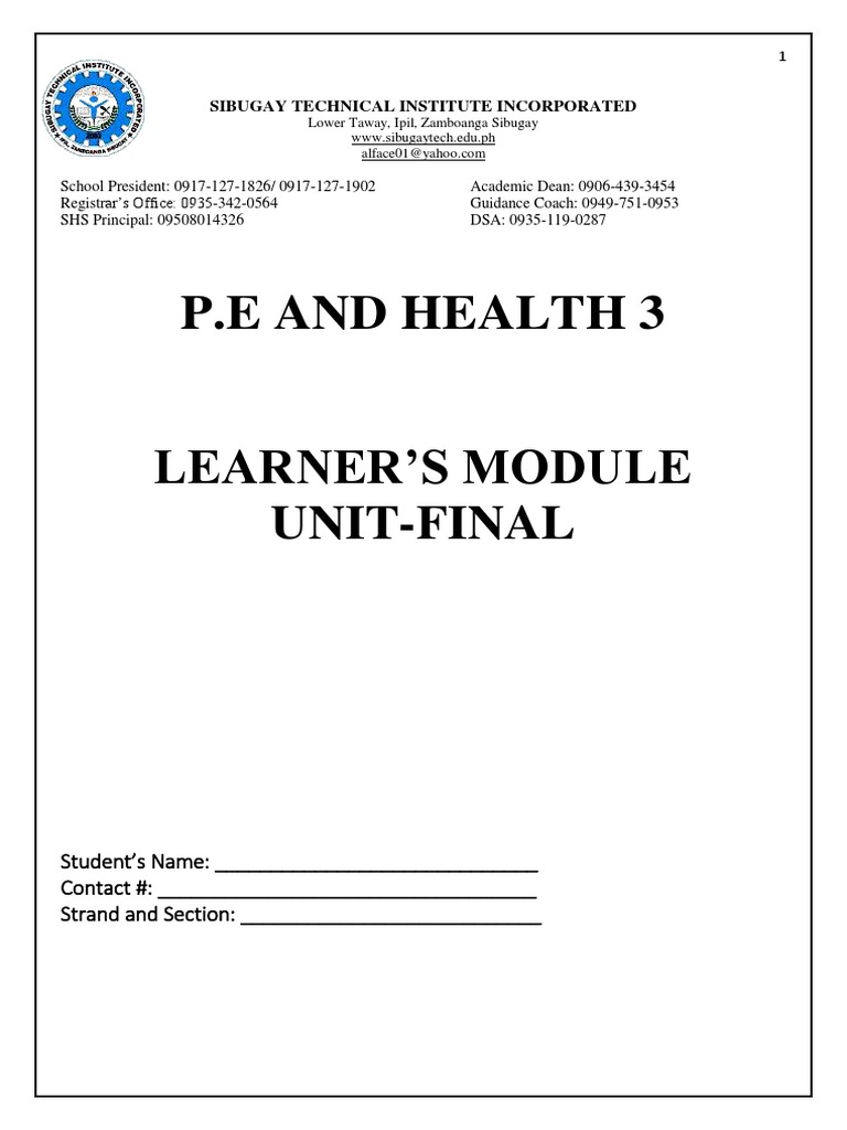 P.E. and Health 3: Dance Module Overview | PDF | Heart Rate | Physical ...