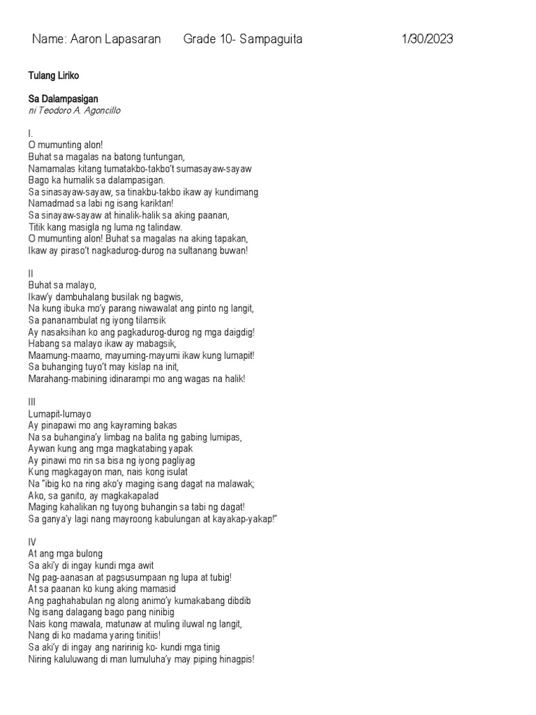 Mga Tula - 230129 - 151052 | PDF