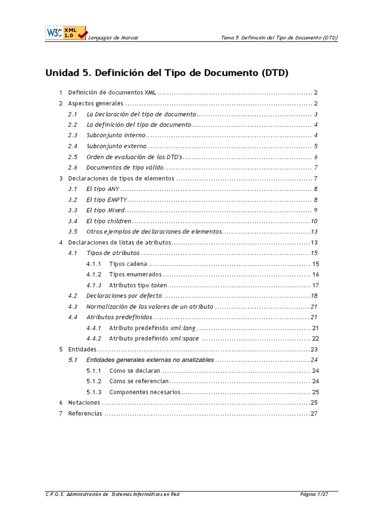 Unidad5 DTD | PDF | Xml | Lenguaje de programación