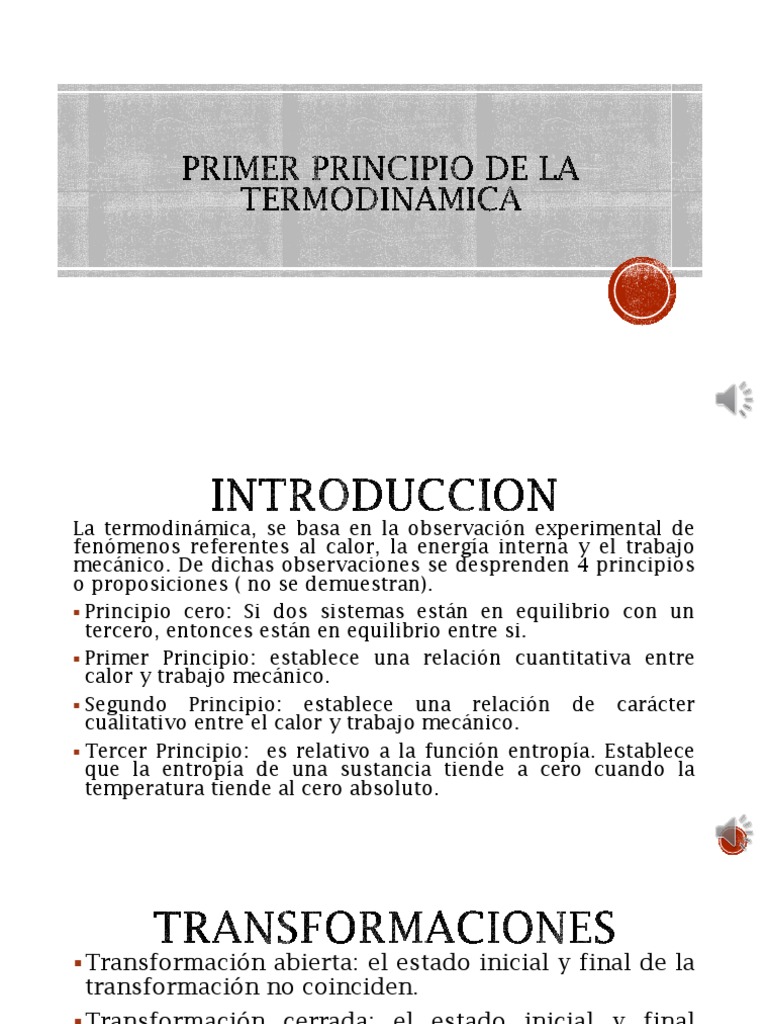 Primer Principio de La Termodinamica | PDF | Calor | Entalpía