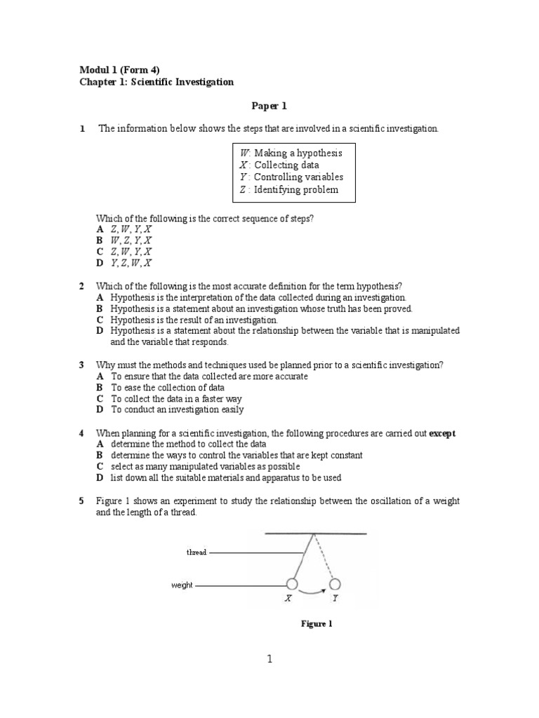The Information Below Shows The: Modul 1 (Form 4) Chapter 1: Scientific ...