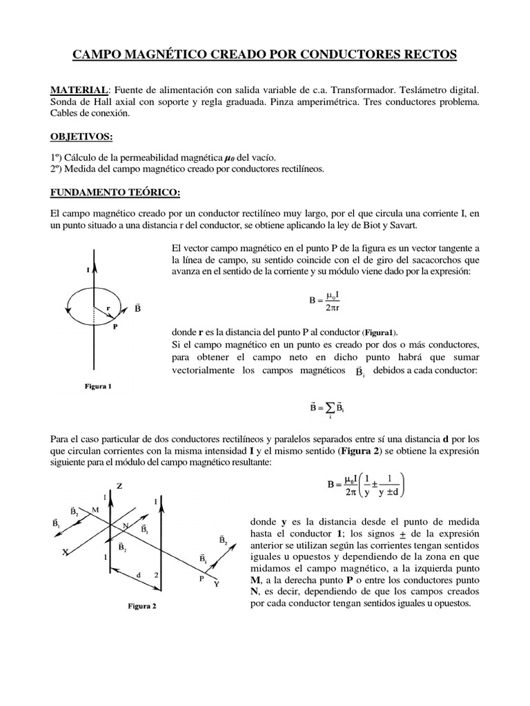 Campo Magnetico Creado Por Conductores Rectos 2023 | PDF | Corriente eléctrica | Campo magnético