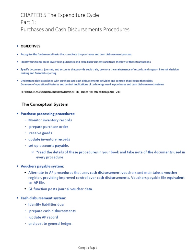 An Overview of Expenditure Cycle Procedures, Risks, and Controls in ...