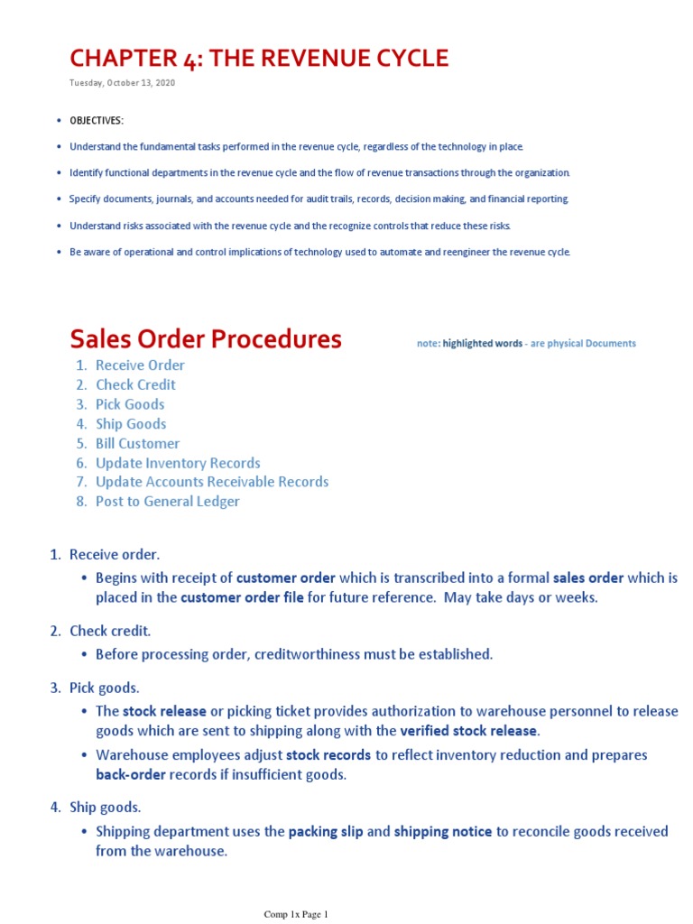 Chapter 4 The Revenue Cycle Pdf Receipt Point Of Sale