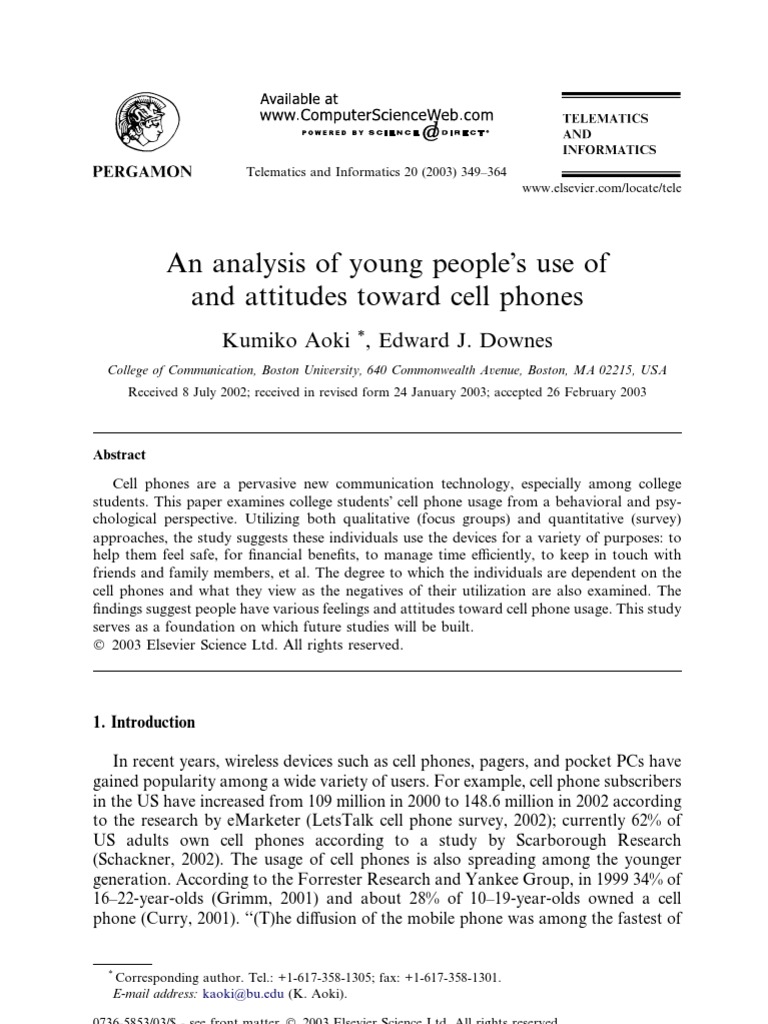 College Students' Cell Phone Usage Analysis | PDF