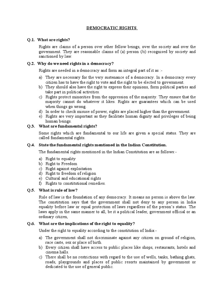 Understanding Democratic Rights | PDF | Politics