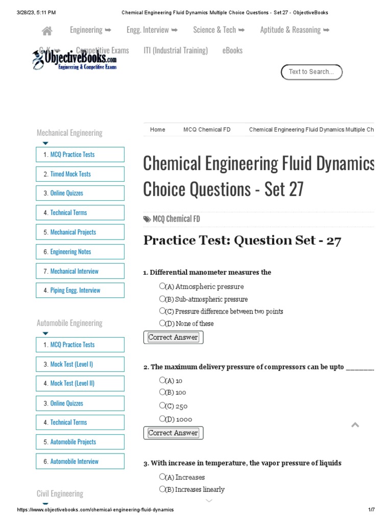 Chemical Engineering Fluid Dynamics | PDF | Reynolds Number | Pressure