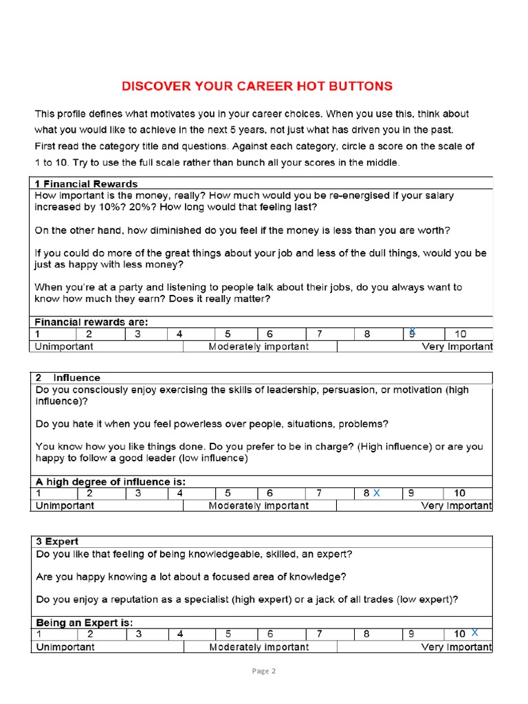 Career Hot Buttons Exercise | PDF