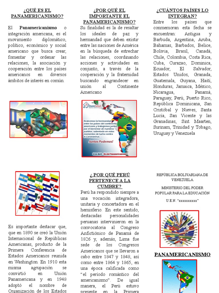 Triptico PANAMERICANISMO | PDF | Américas | América del Sur