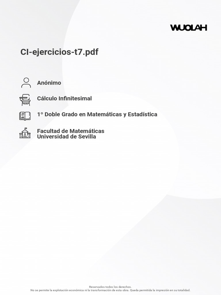 Wuolah Free CI Ejercicios t7 | PDF | Cálculo | Observación