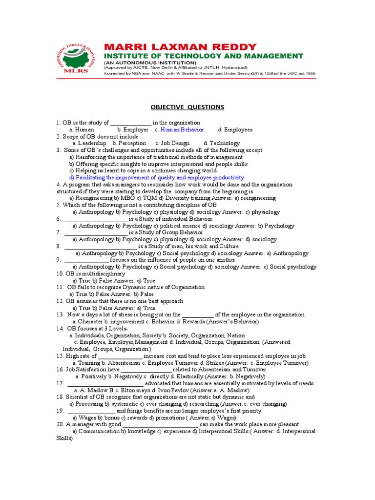 OB Objective | PDF | Perception | Motivation