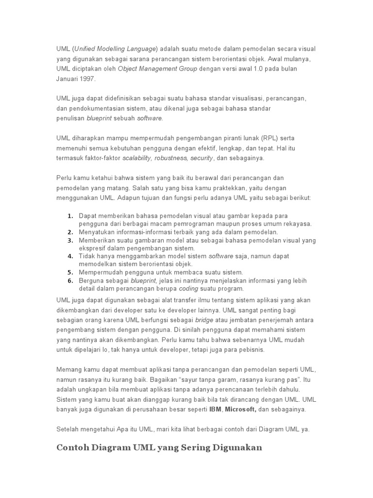 Contoh Diagram UML Yang Sering Digunakan | PDF