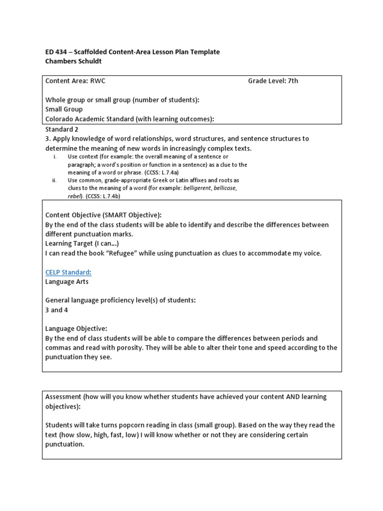 Scaffolded Lesson Plan for 7th Grade | PDF
