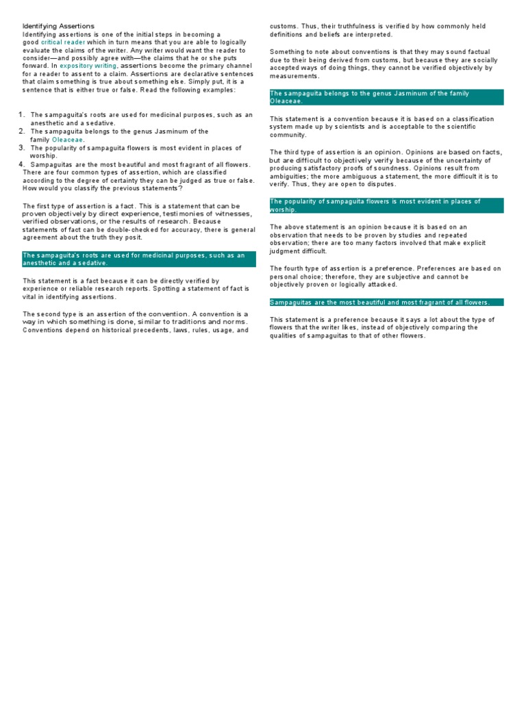 Identifying Assertions | PDF | Ambiguity | Truth