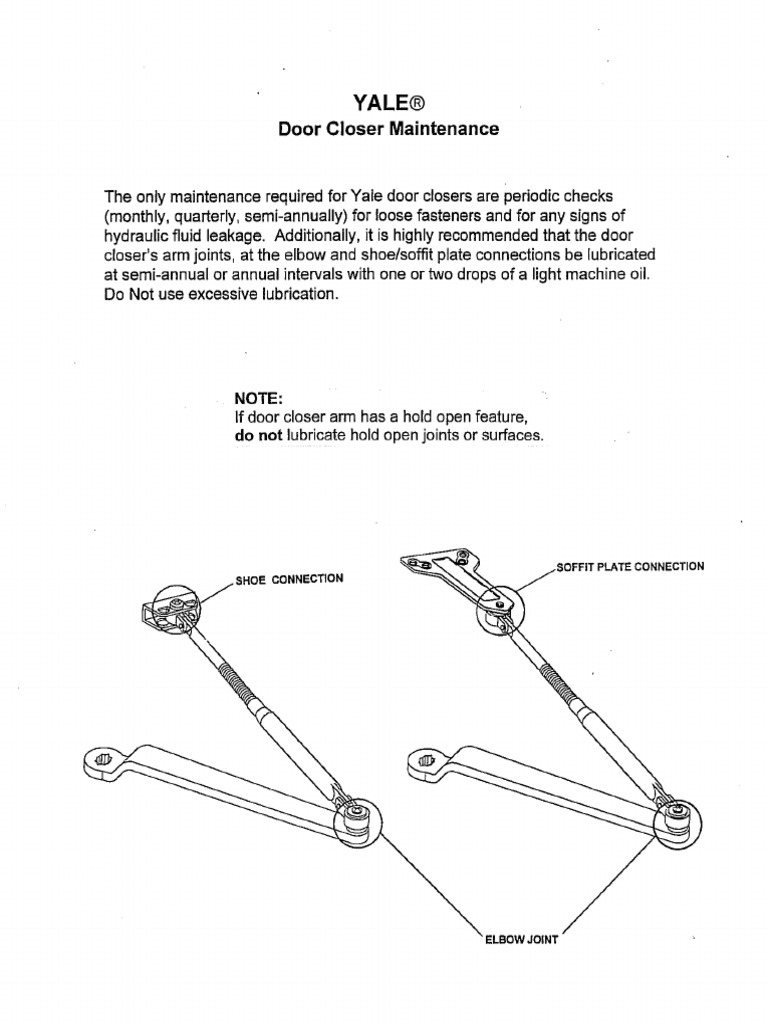 Yale Closer Maintenance | PDF