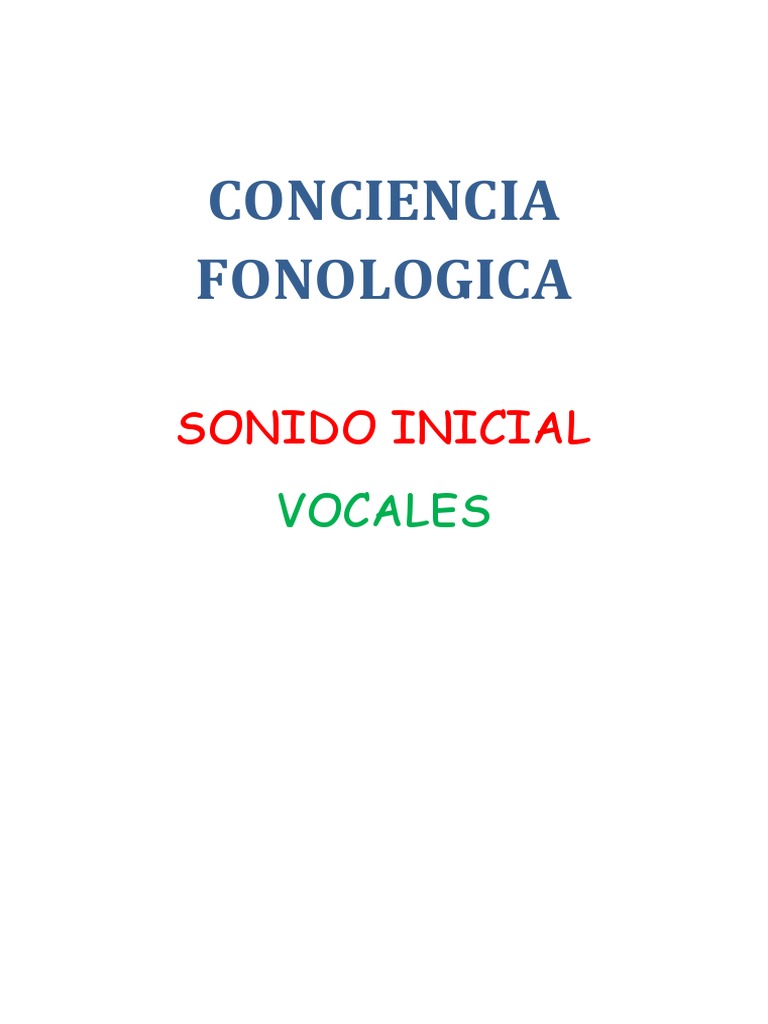 Conciencia Fonologica-Sonido Inicial-Vocal | PDF