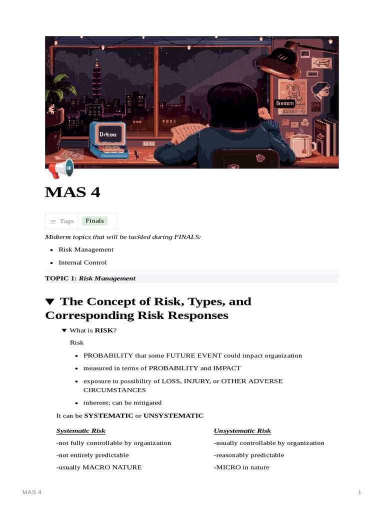 MAS 4-Notes | PDF | Internal Control | Risk Management