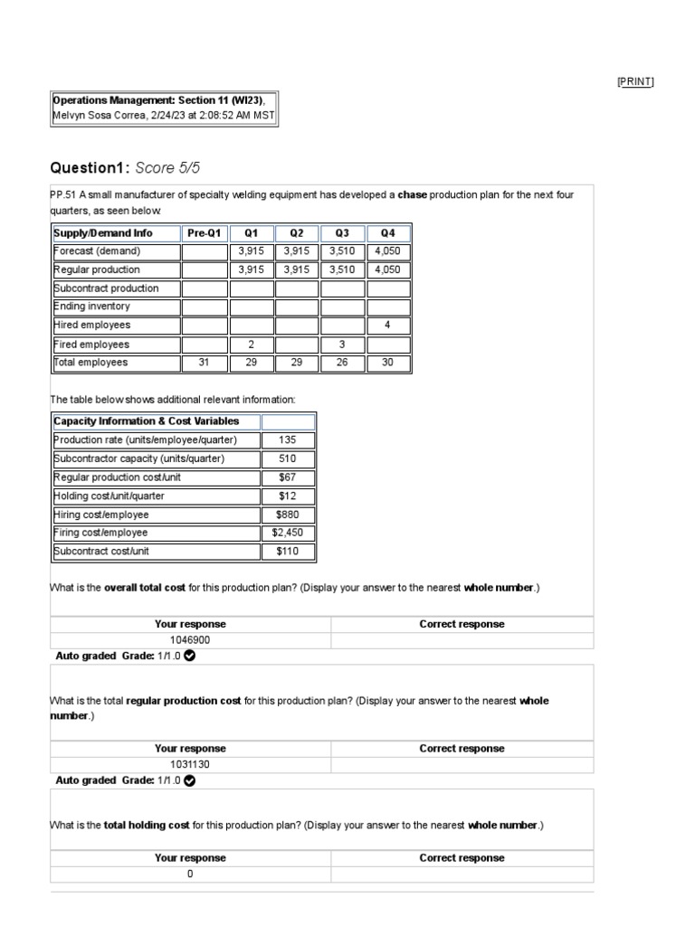 Homework - Production Planning | PDF | Subcontractor | Cost Of Goods Sold