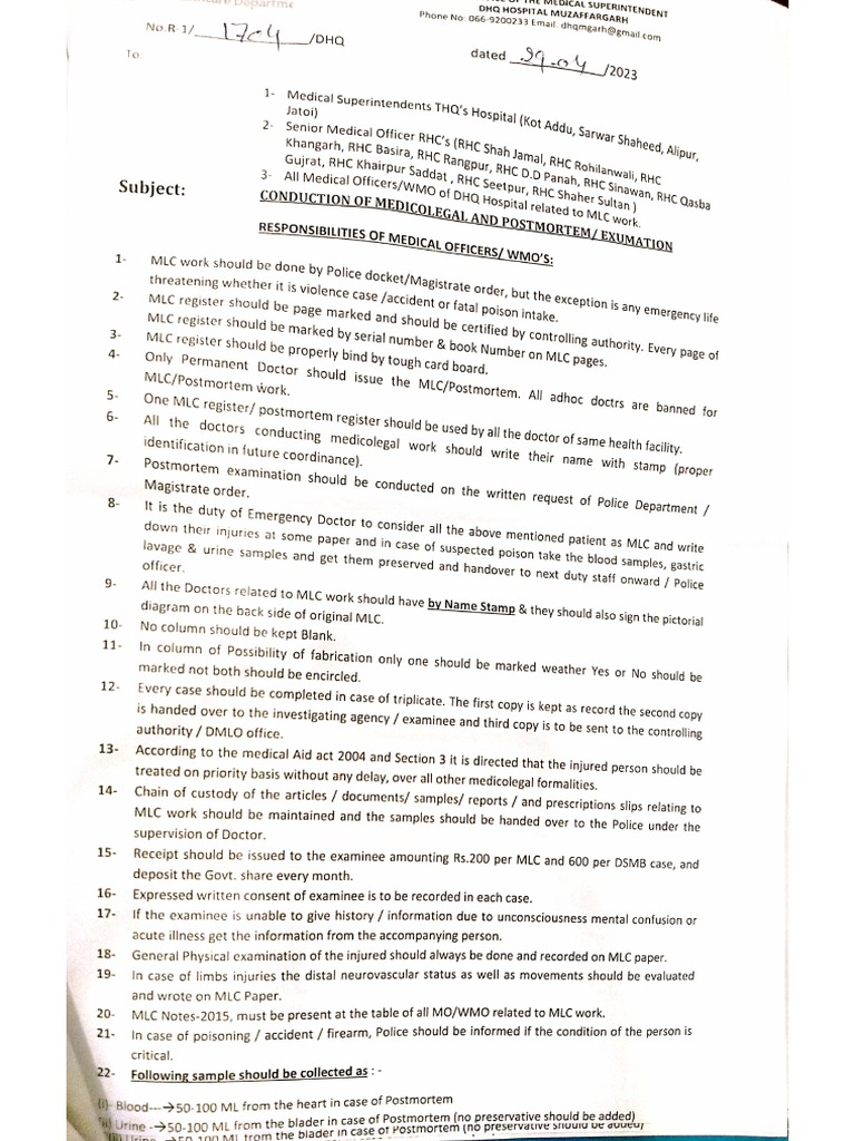 Sops Regarding MLC | PDF