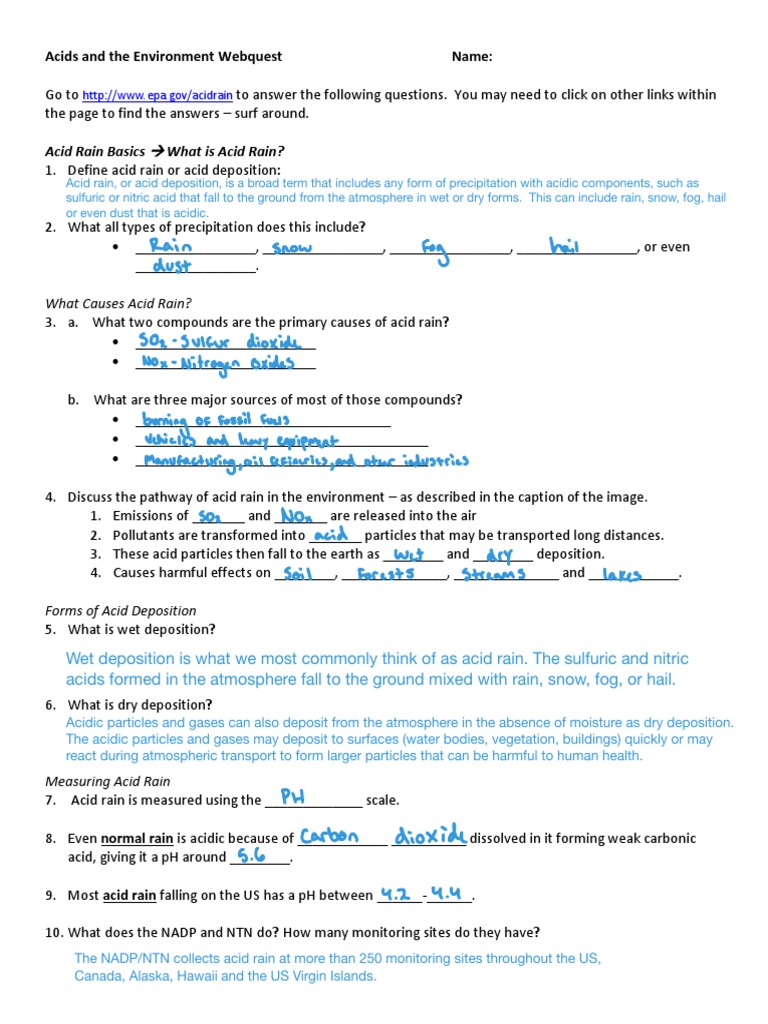 Acid Rain Webquest 2023 PDF | PDF | Ocean Acidification | Soil