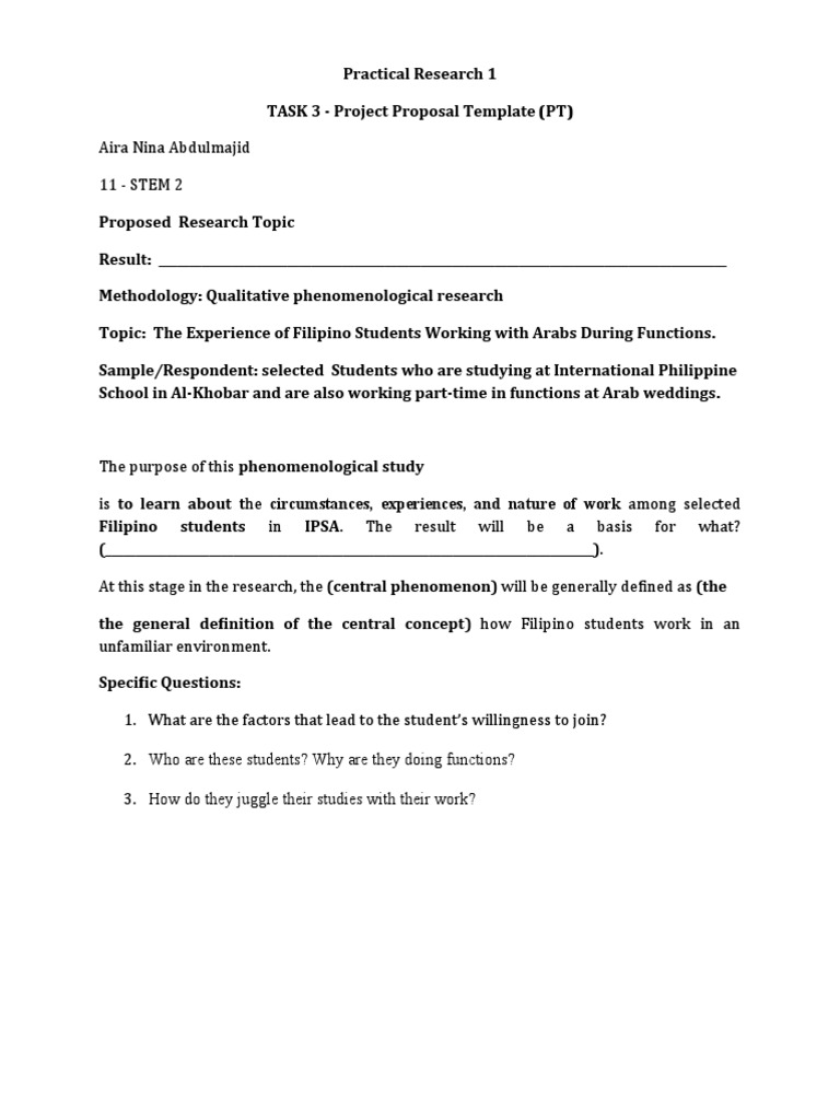Task 3 Project Proposal Template PR1-2 | PDF