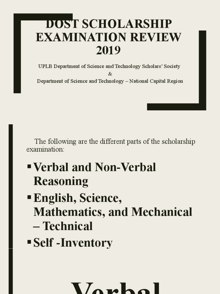DOST Scholarship Exam Review 2019 | PDF | Logic | Reason