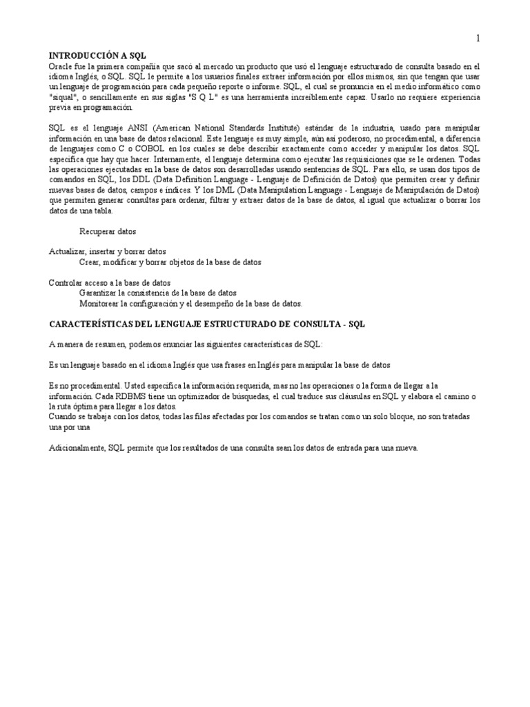 1-Introducción A SQL | PDF