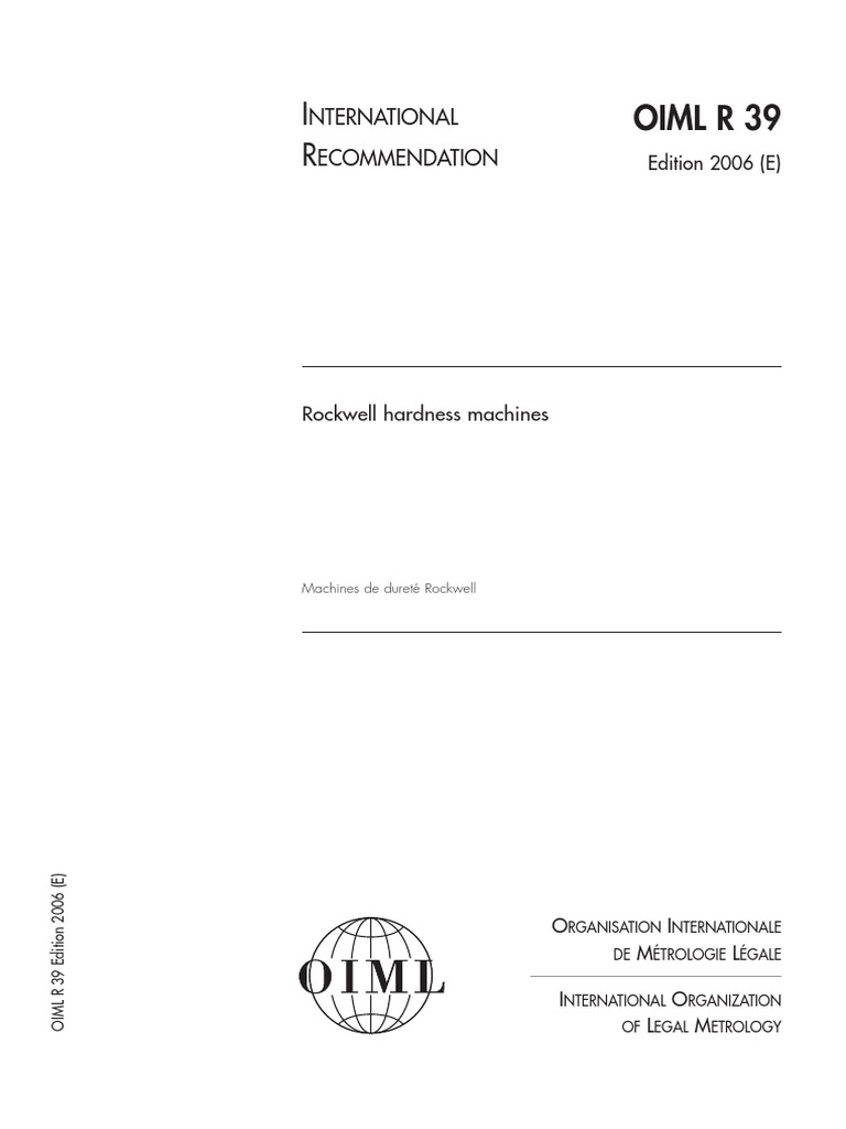 OIML R039-E06 - Rockwell Hardness | PDF | Hardness | Verification And ...