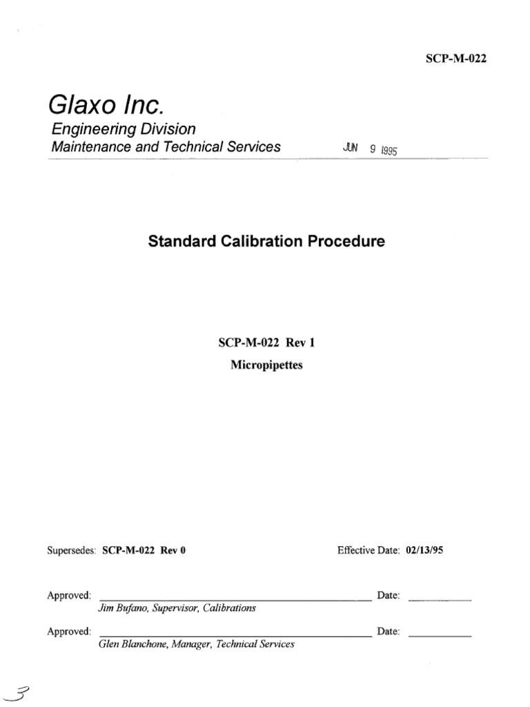 SCP-M-022 - Pipette Calibration | PDF | Calibration | Science