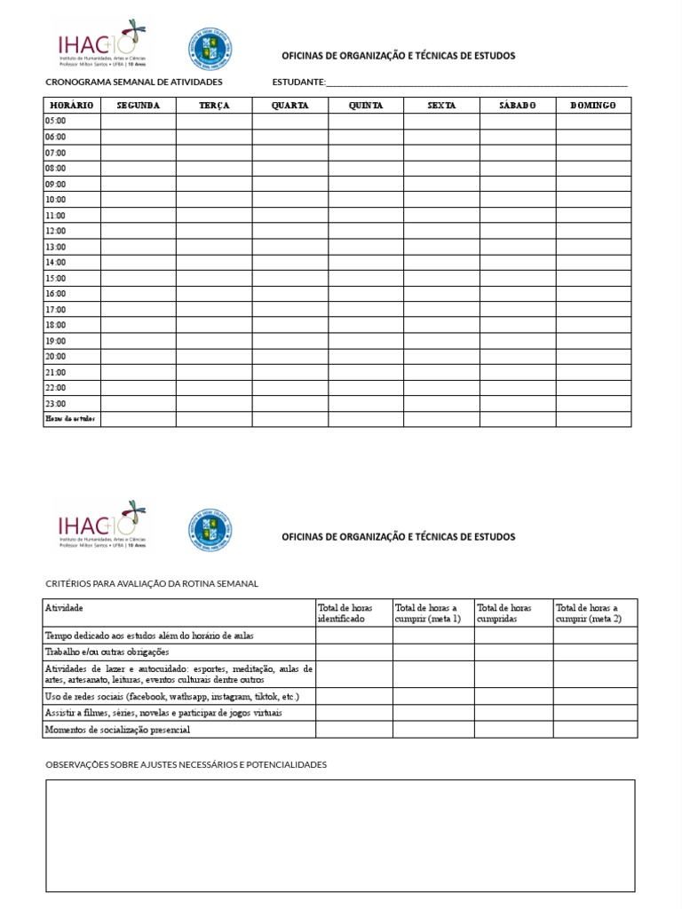 003 - Formulário - Rotina - Semanal - Docx - Documentos Google PDF | PDF