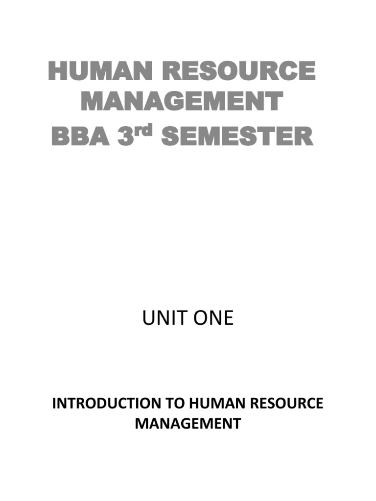 Human Resource Management Bba 3 Semester | PDF | Human Resource ...