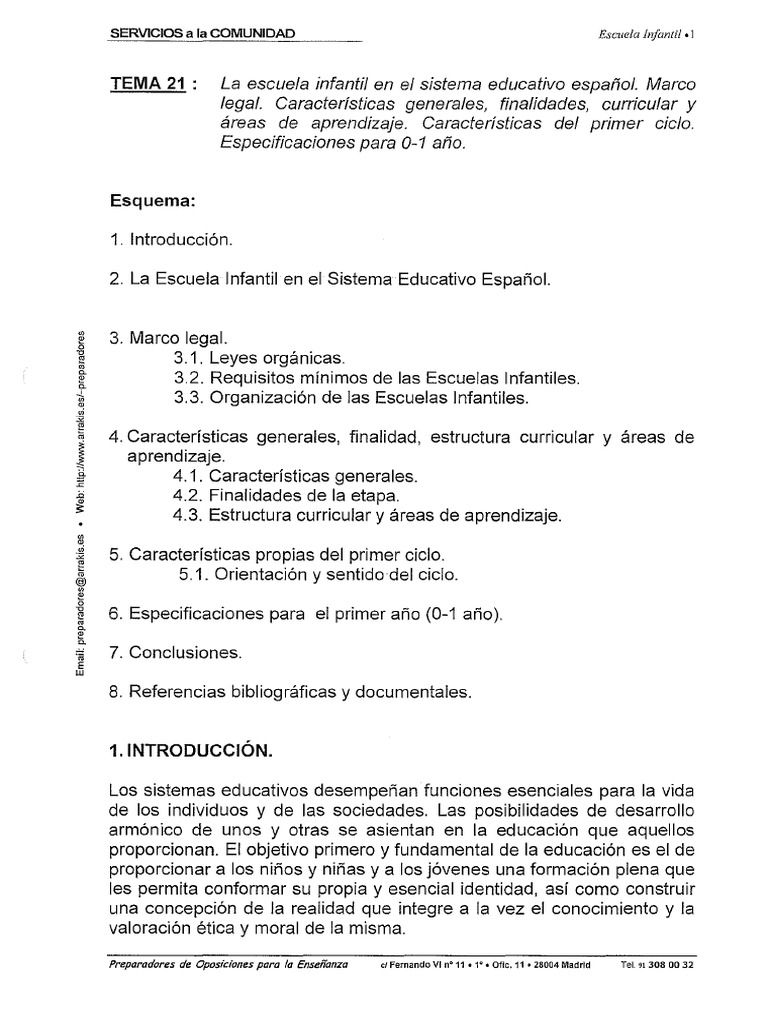 Tema 21 | PDF | Educación de la primera infancia | Educación primaria